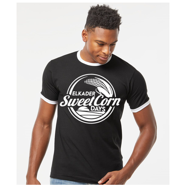 Adult Throwback Black Retro Tee - Small - Elkader Sweet Corn Days